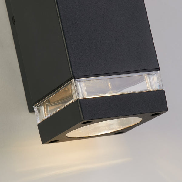 Matt Black Outdoor Modern Rectangular Up & Down Wall Light IP44 - HomeLightsDIRECT