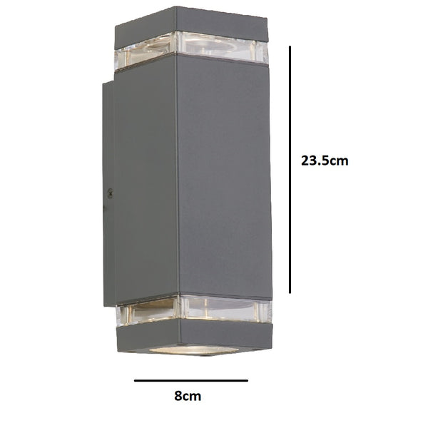 Anthracite Dark Grey Outdoor Modern Rectangular Up & Down Wall Light I - HomeLightsDIRECT