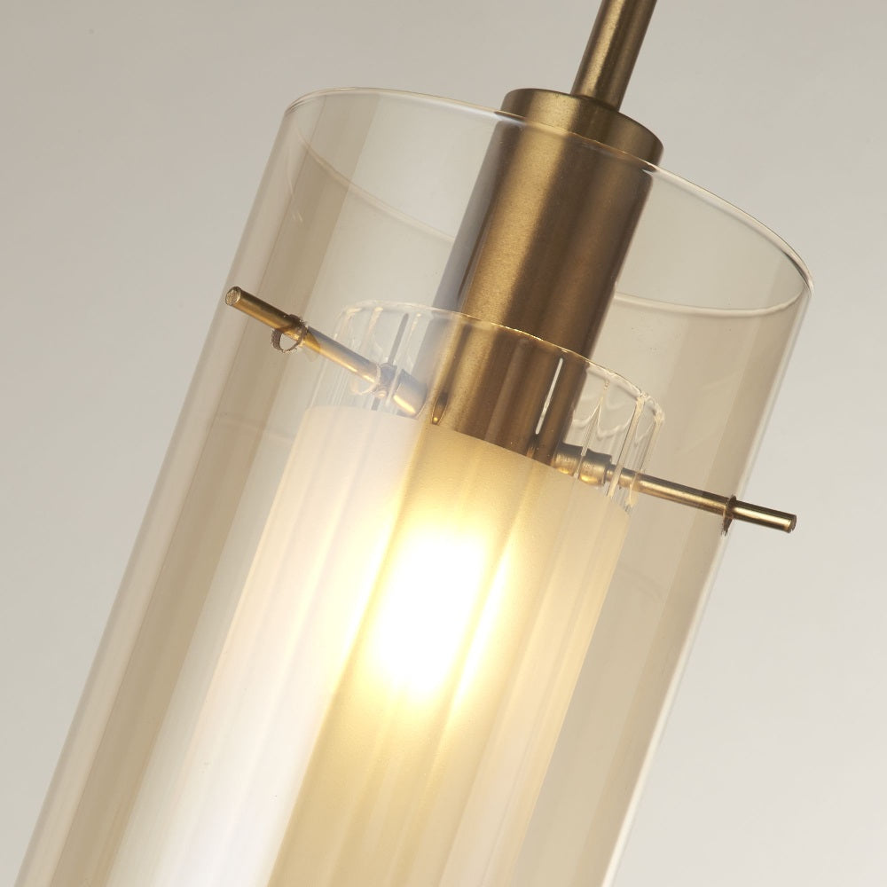 Bronze & Champagne Cylinder Glass Modern Pendant Ceiling Light 13cm ...