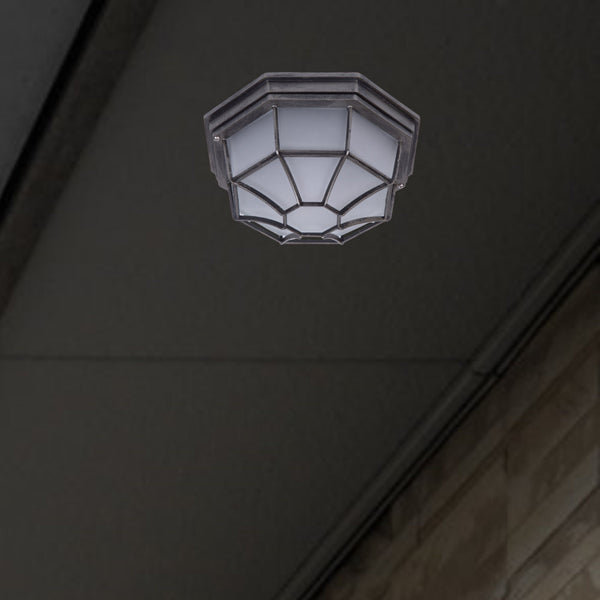 Antique Silver Frost Glass Outdoor Vintage Octagonal Flush Light 27cm ...