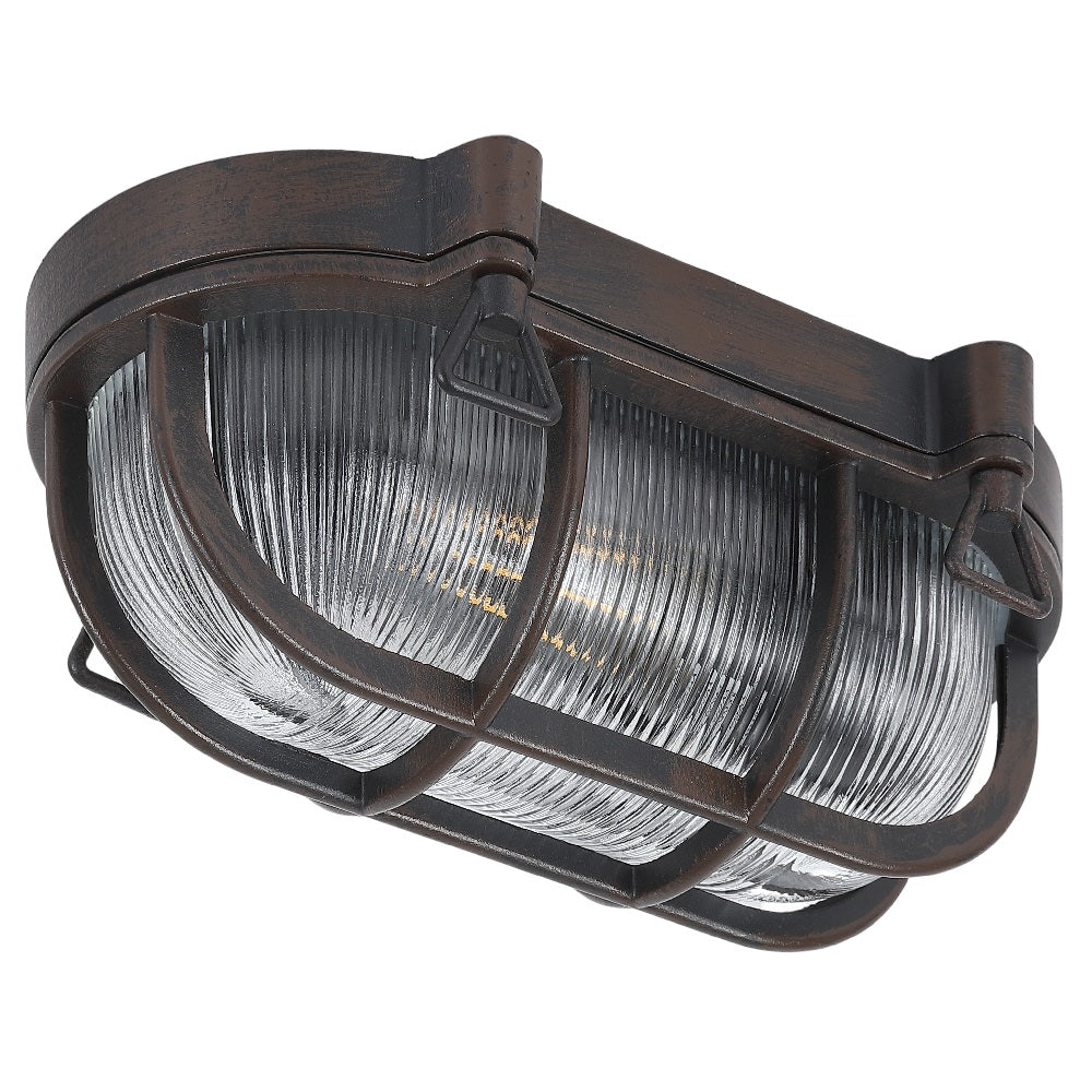 Old English Ribbed Glass Outdoor Vintage Oval Flush Bulkhead Light ...