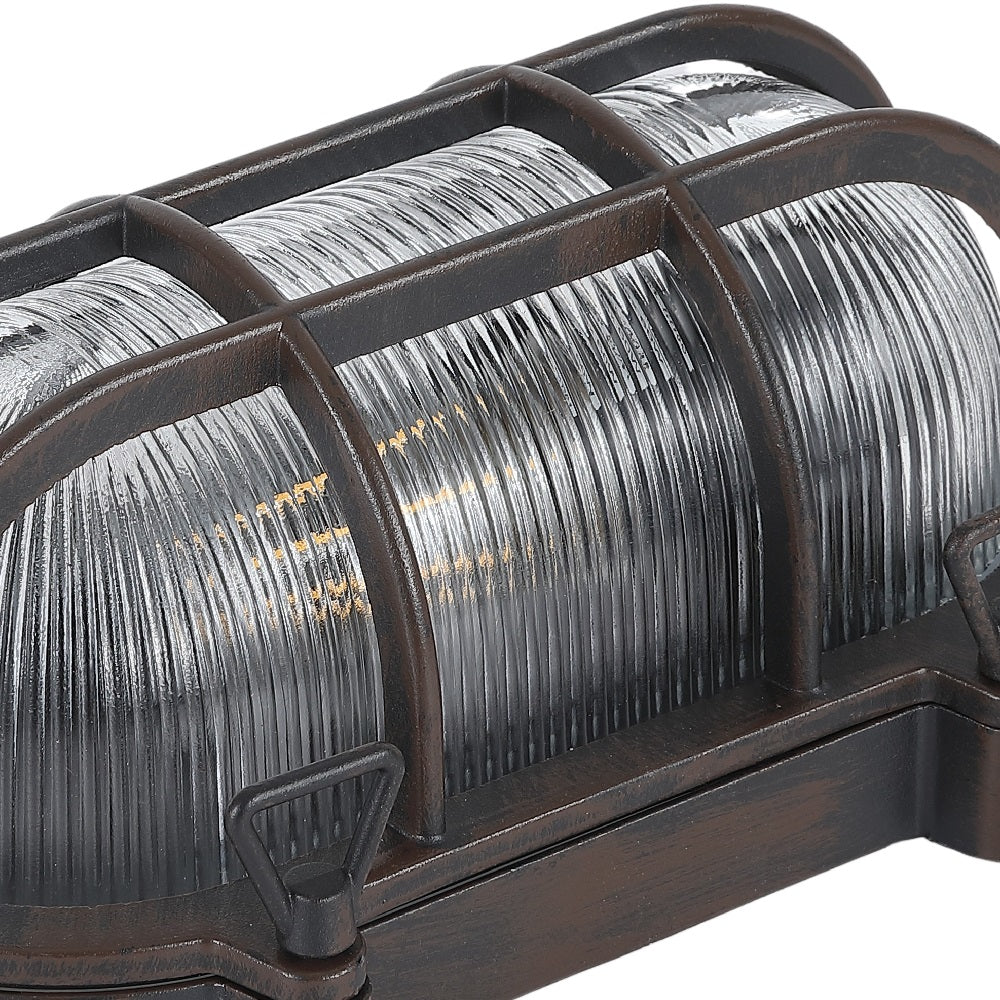 Old English Ribbed Glass Outdoor Vintage Oval Flush Bulkhead Light ...