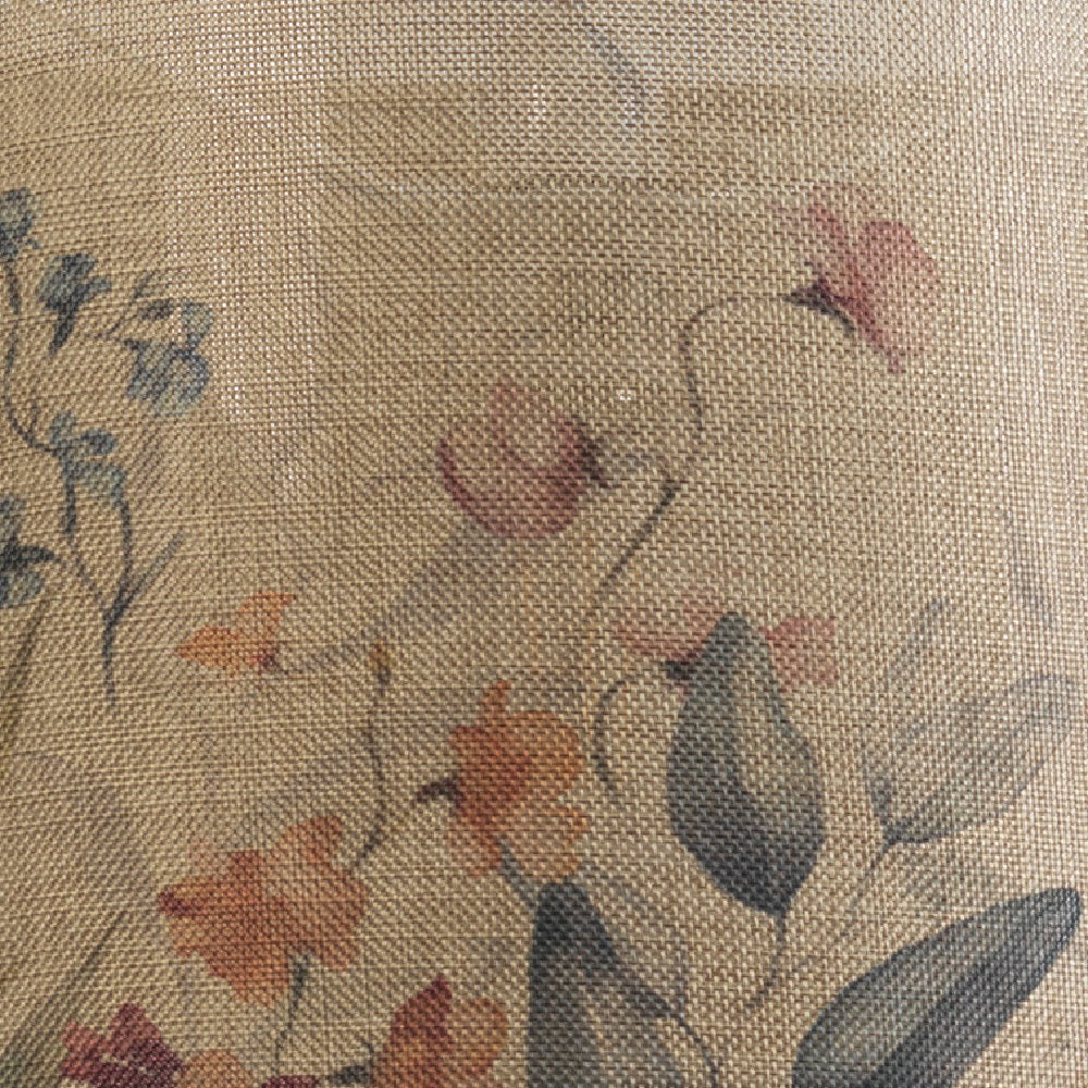 14" Beige Linen Floral Design Vintage Easy Fit Tapered Drum Shade 35cm ...