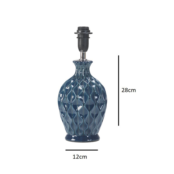 Navy Blue Vintage Ceramic Table Desk Lamp Base 28cm - HomeLightsDIRECT
