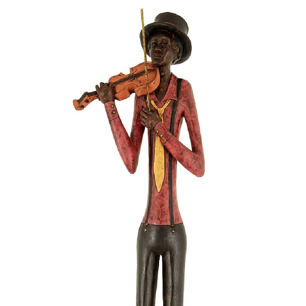 Brown & Red Resin Standing Jazz Violinist Musician Figurine 60cm ...