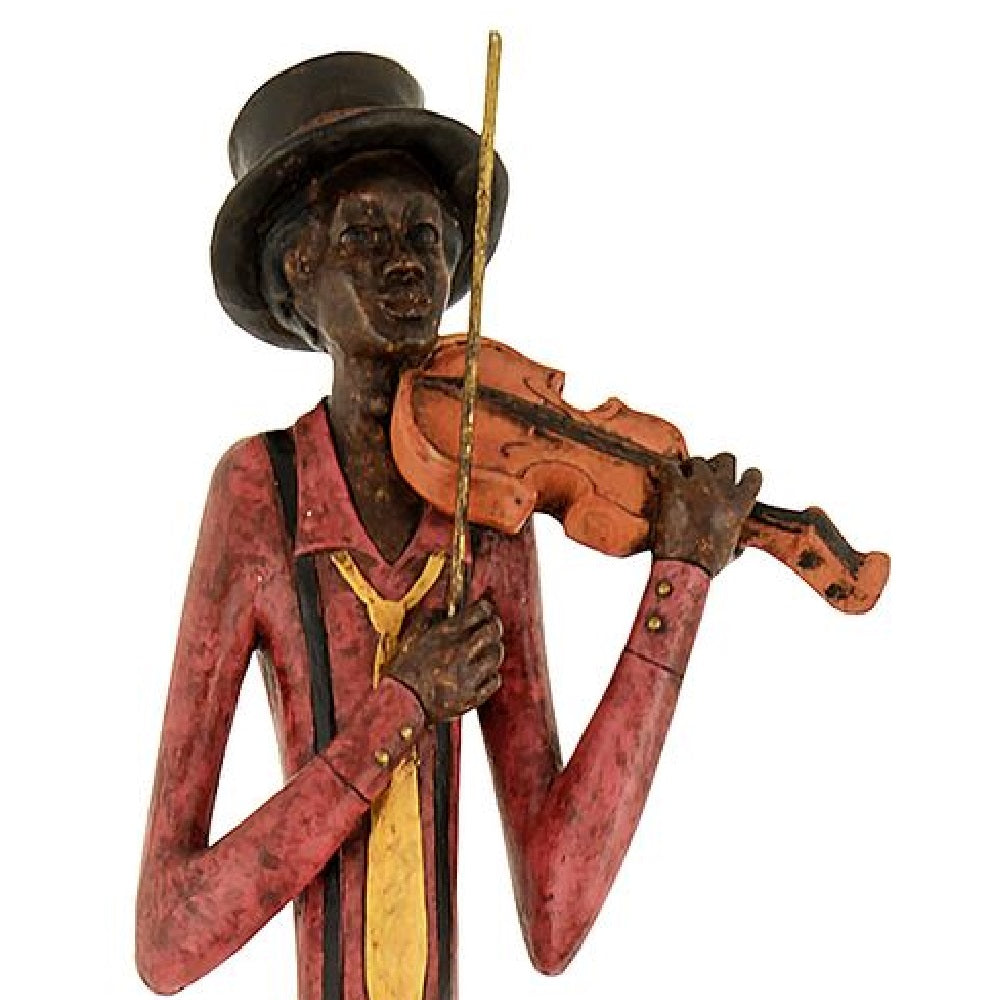 Brown & Red Resin Standing Jazz Violinist Musician Figurine 60cm ...