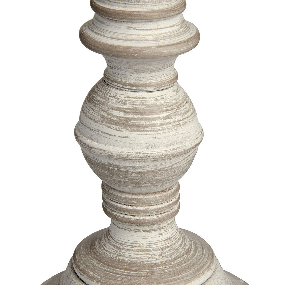 Lime Washed Wood Vintage Rustic Candlestick Table Lamp with Linen Shad ...