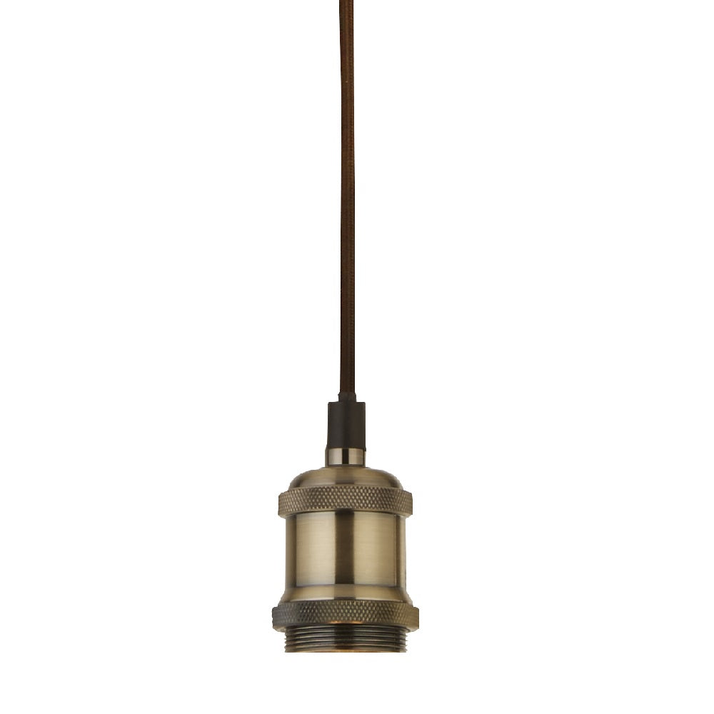 7461AB | Antique Brass Vintage Fabric Round Cable Flex Ceiling Pendant ...