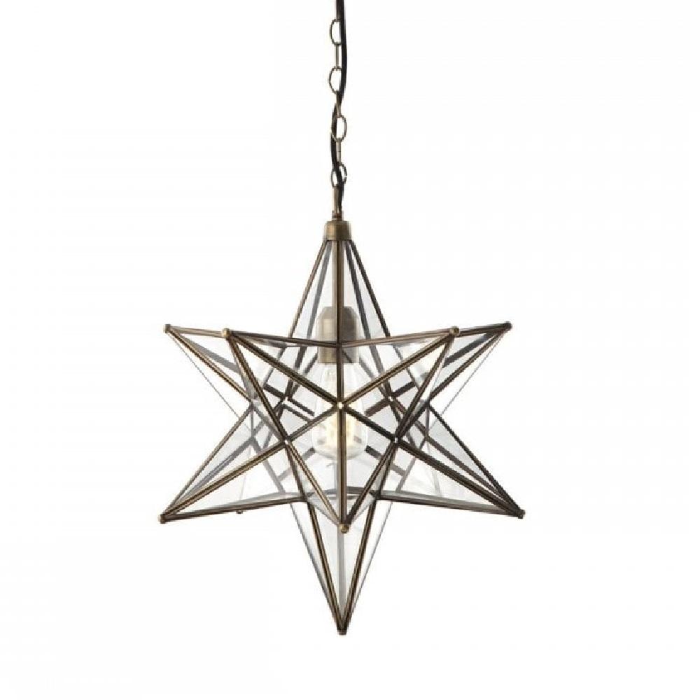 Ilario Antique Brass & Glass Vintage Star Pendant Light 420mm ...