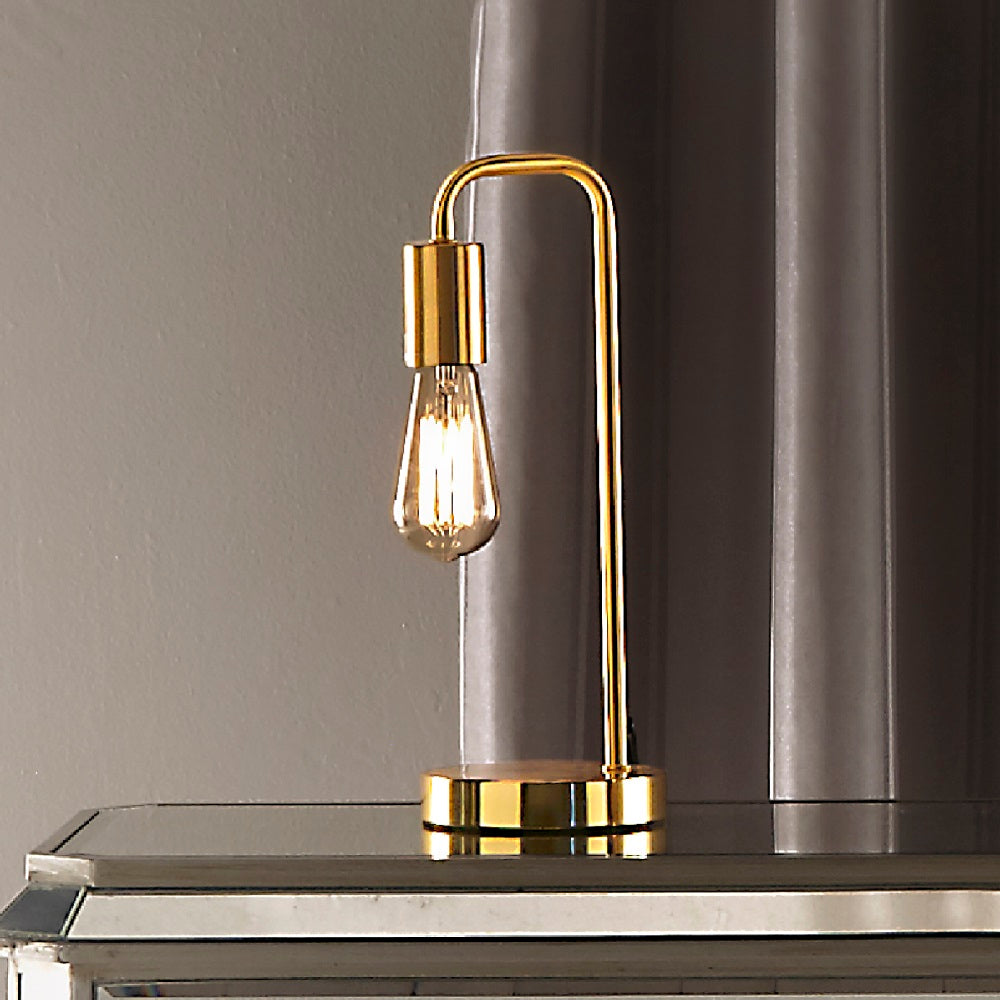 Polished Brass Metal Industrial Table Desk Lamp 355mm - HomeLightsDIRECT