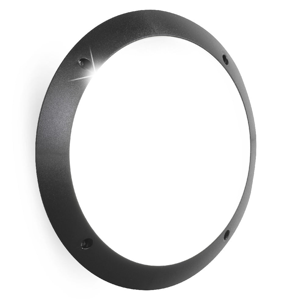 Lucia Black Outdoor Modern Round Bulkhead Wall Light 30cm | Coastal IP ...