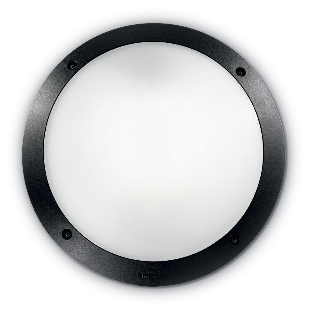 Lucia Black Outdoor Modern Round Bulkhead Wall Light 30cm | Coastal IP ...