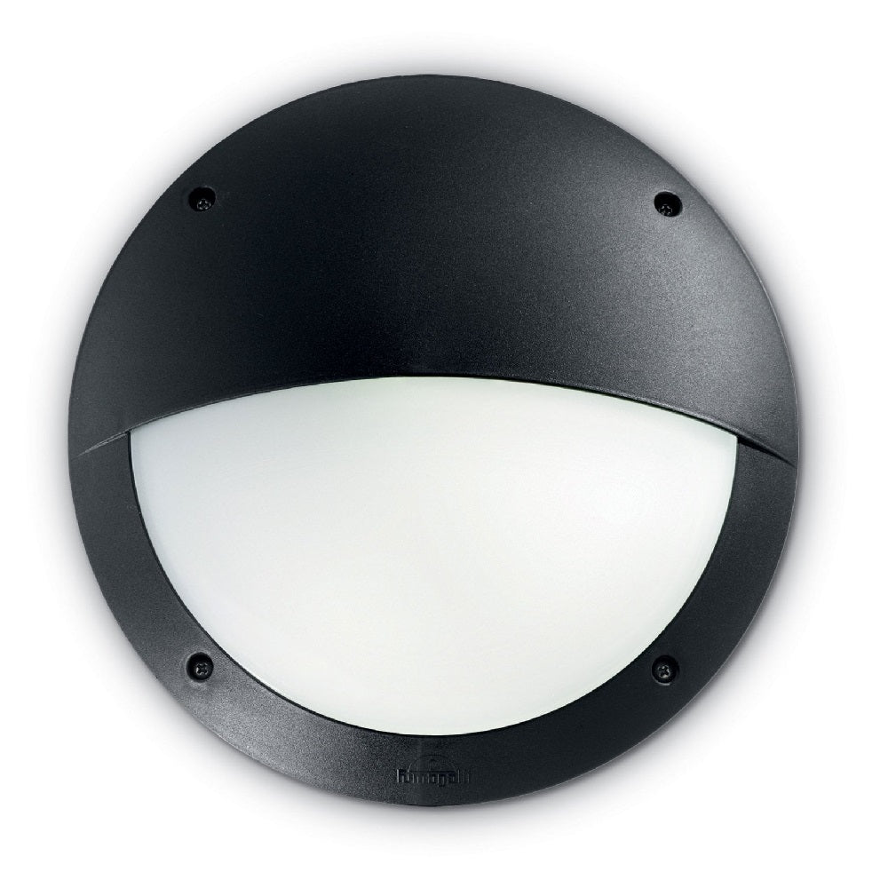 Lucia Black Outdoor Modern Round Eyelid Bulkhead Wall Light 30cm | Coa ...