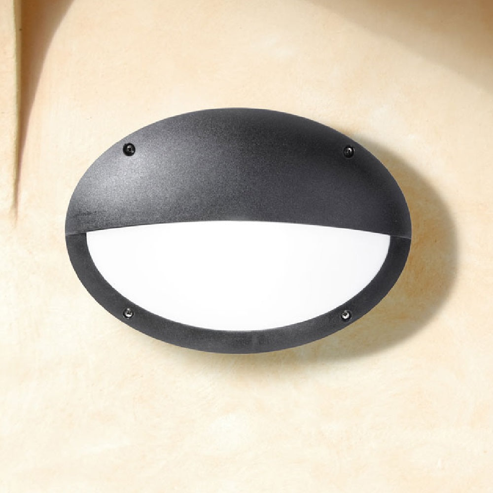 Maddi Black Outdoor Modern Oval Horizontal Eyelid Bulkhead Wall Light ...