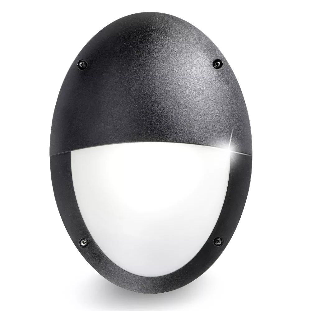 Maddi Black Outdoor Modern Oval Vertical Eyelid Bulkhead Wall Light 33 ...